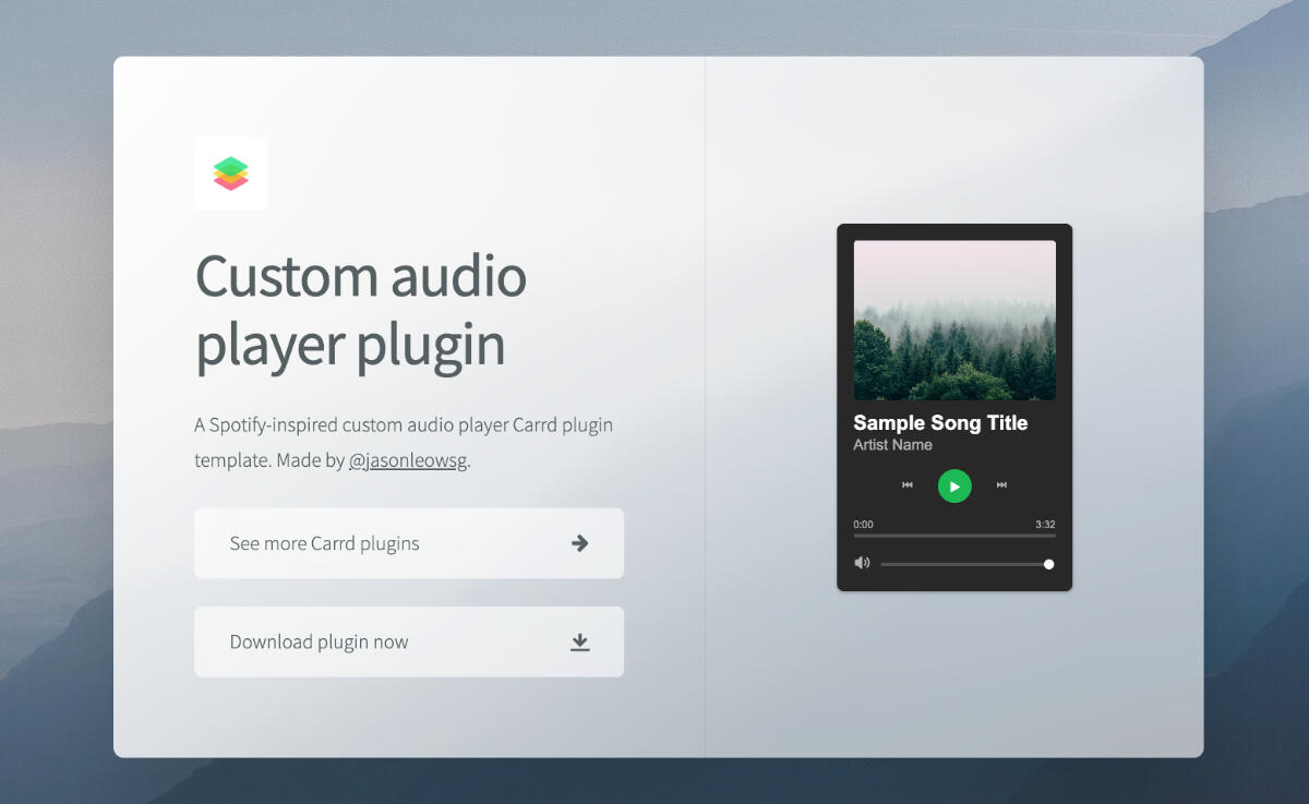 Custom audio player Carrd plugin template Custom audio player Carrd plugin template